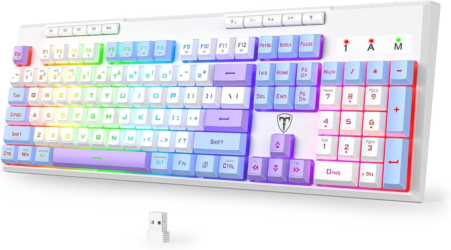 Wireless Gaming Keyboard, Tri-Mode BT5.0/2.4GHz/USB-C, RGB Light up ...
