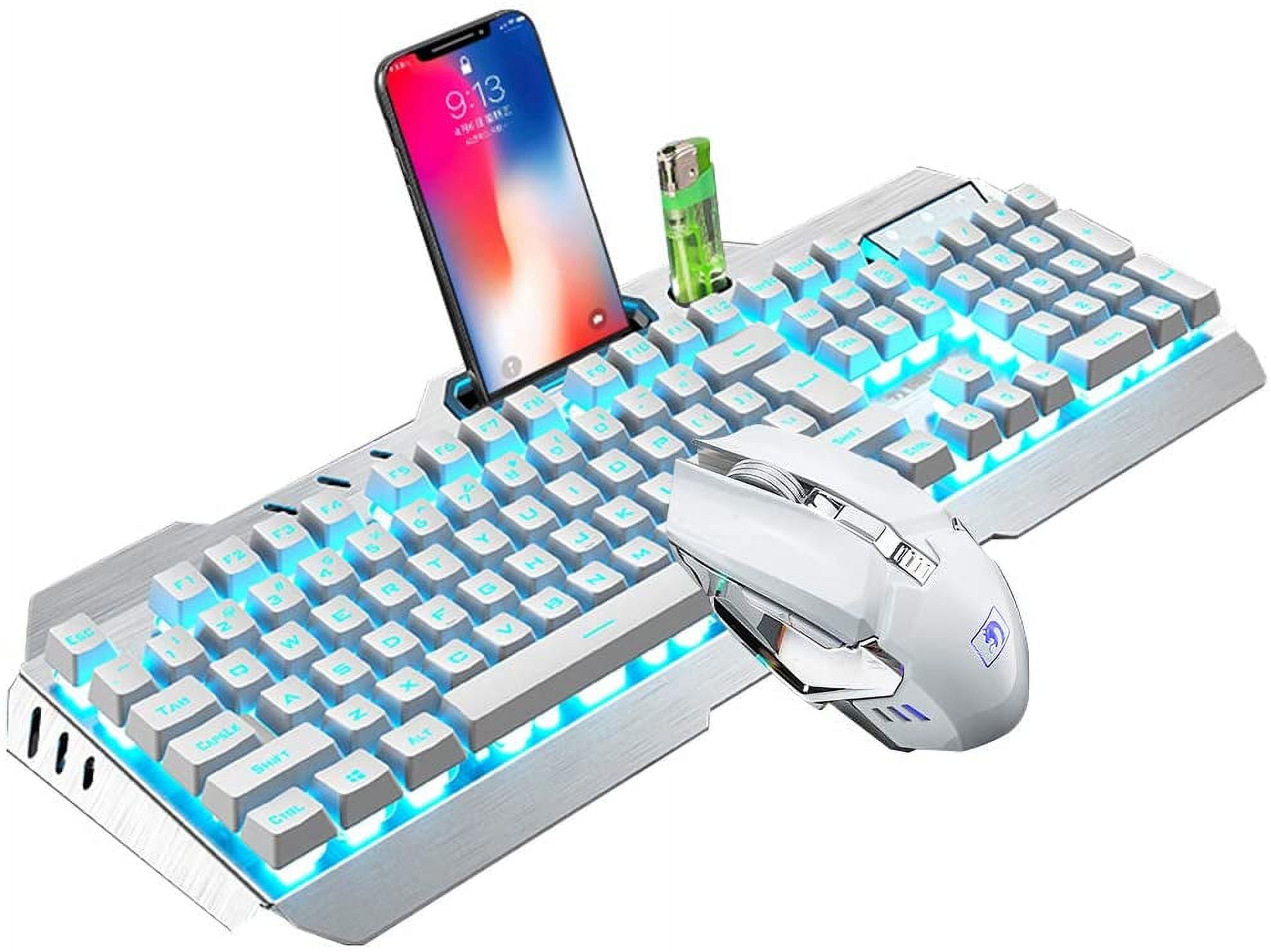 Wireless Gaming Keyboard and Mouse Set, Rechargeable with 3800mAh ...