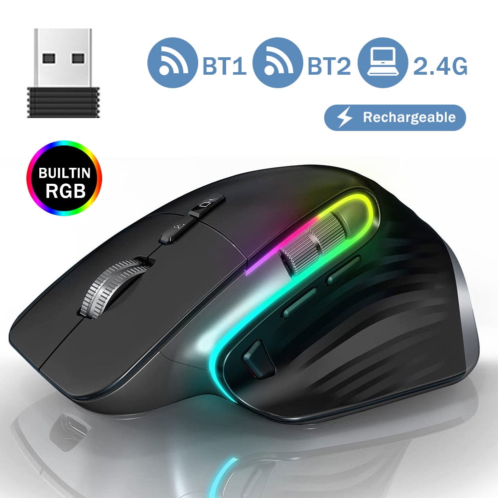 Wireless Gaming Mouse 2.4G Bluetooth Mouse RGB Ergonomic Programmable ...