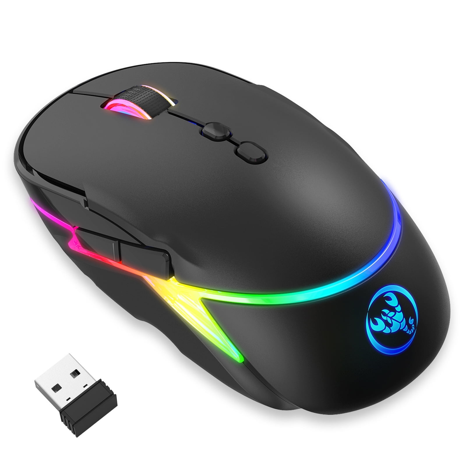 Wireless Gaming Mouse, 2.4G Wireless Rechargeable PC Computer Mouse ...