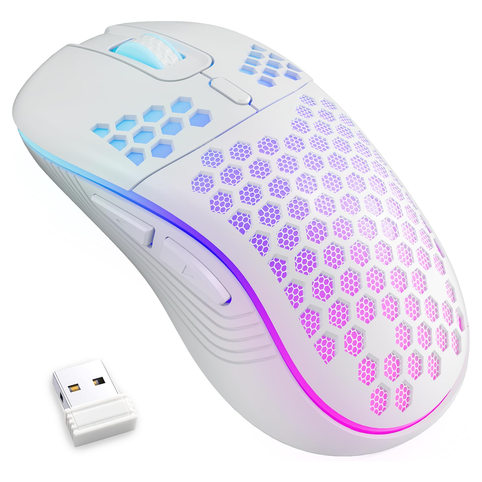 Wireless Gaming Mouse Honeycomb 2.4G USB Cordless Mouse RGB ...