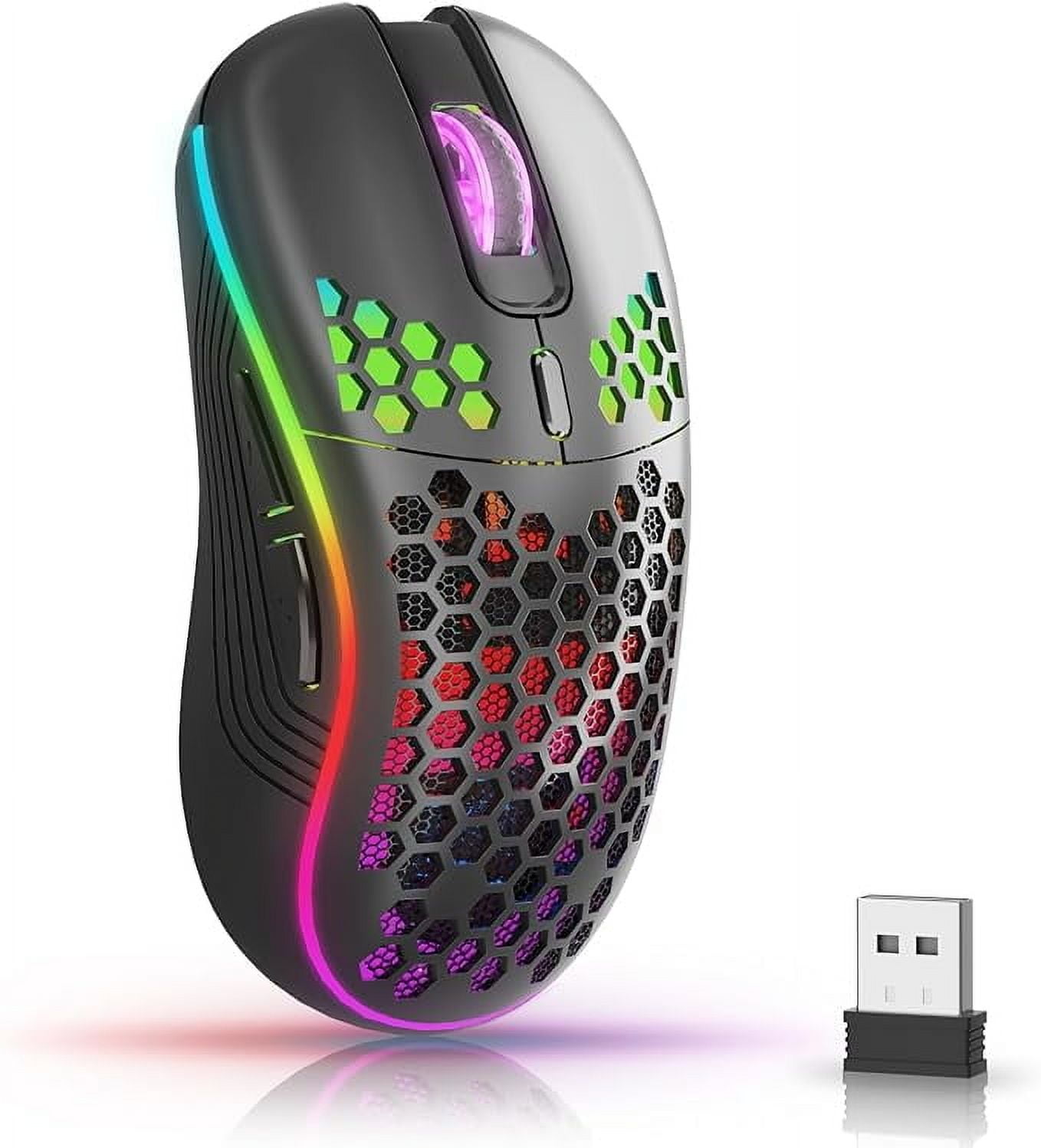 Wireless Gaming Mouse with Honeycomb Shell, USB Cordless 2.4GHz ...