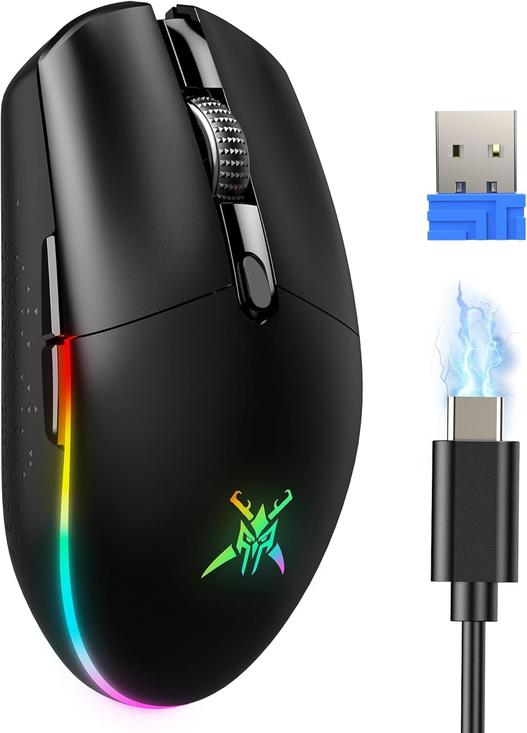 Wireless Gaming Mouse Rechargeable - 8000 DPI, Long-Lasting 100Hrs ...