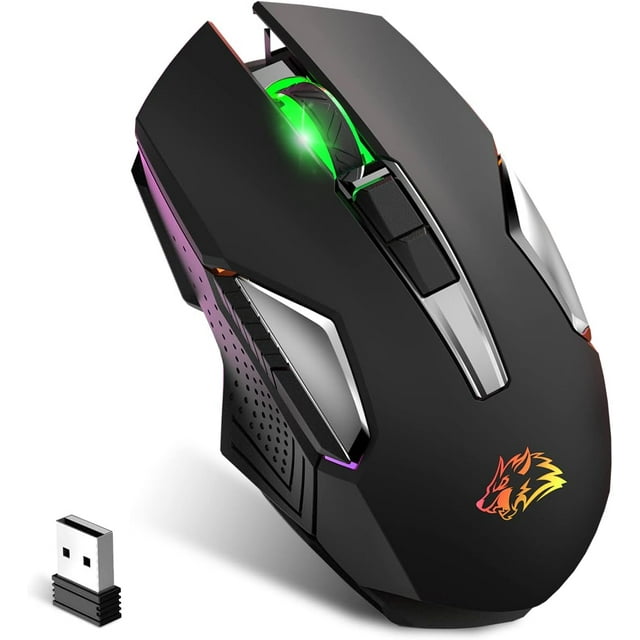 Wireless Gaming Mouse Rechargeable with Rainbow RGB Backlit,Optical ...