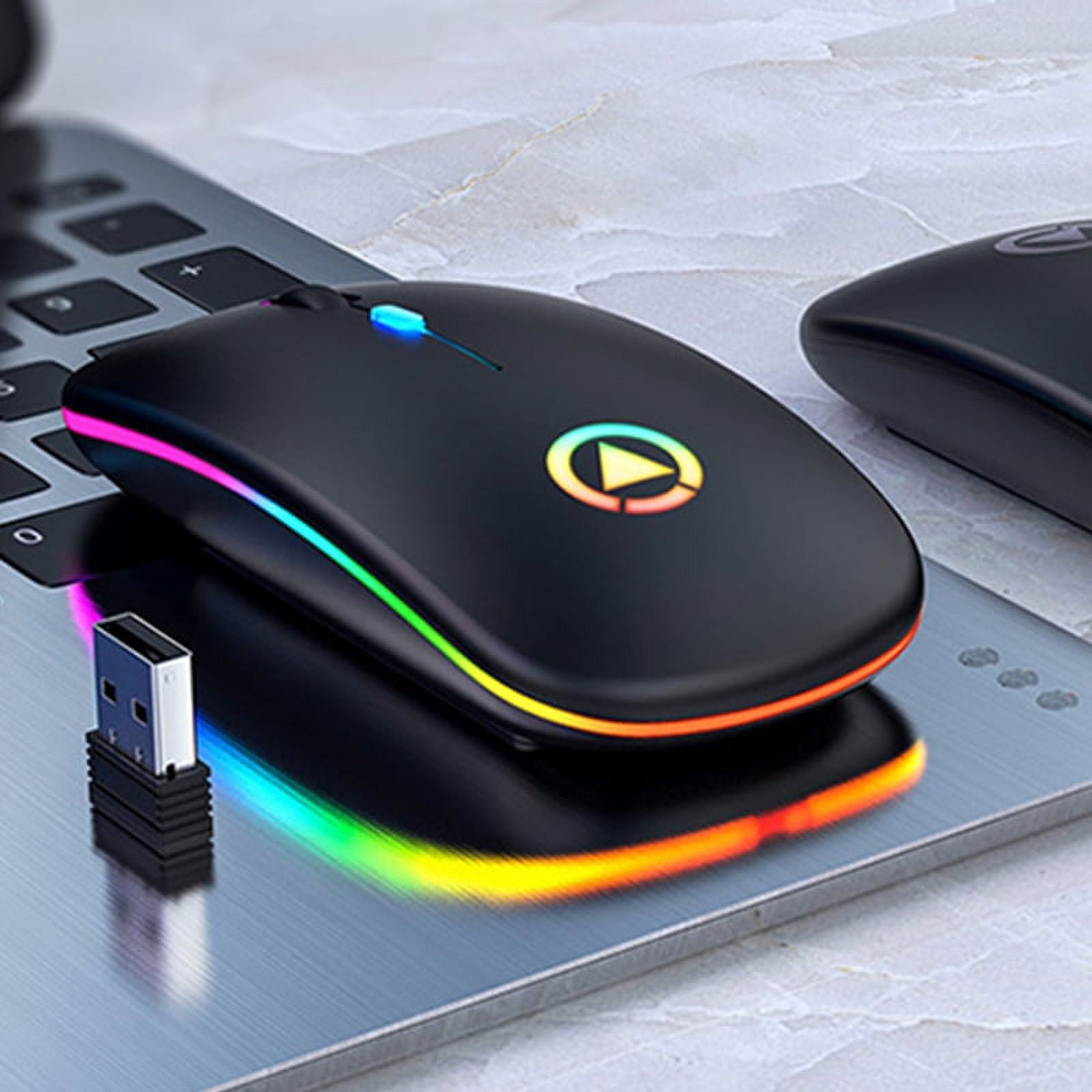 Wireless Gaming Mouse, Rechargeable USB Mouse with 7 Changeable LED ...