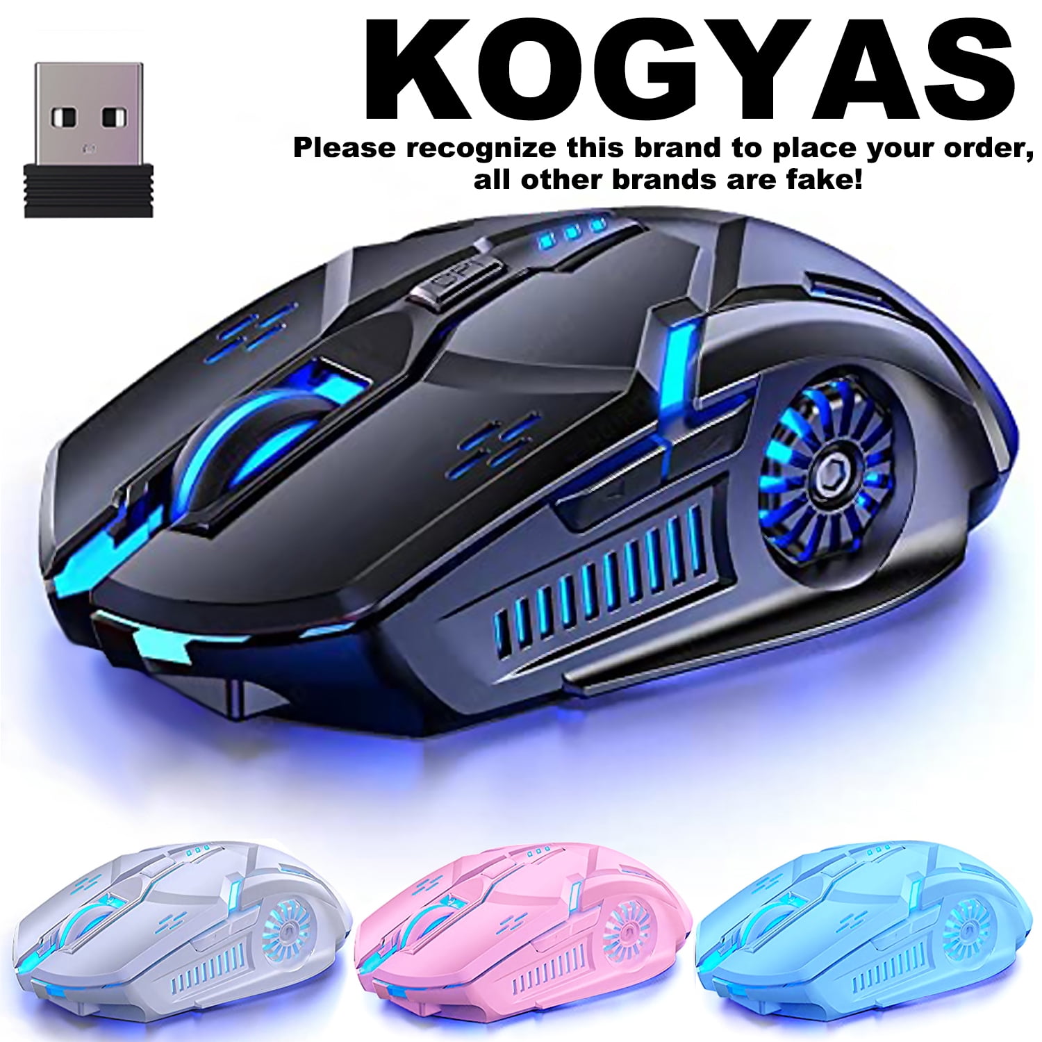 Wireless Gaming Mouse, Rechargeable Wireless Computer Mouse,7-Color LED ...