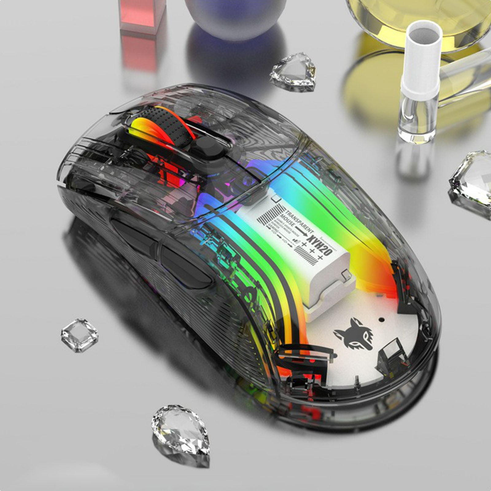 Wireless Gaming Mouse,Transparent Bluetooth Dual Mode Clear RGB ...