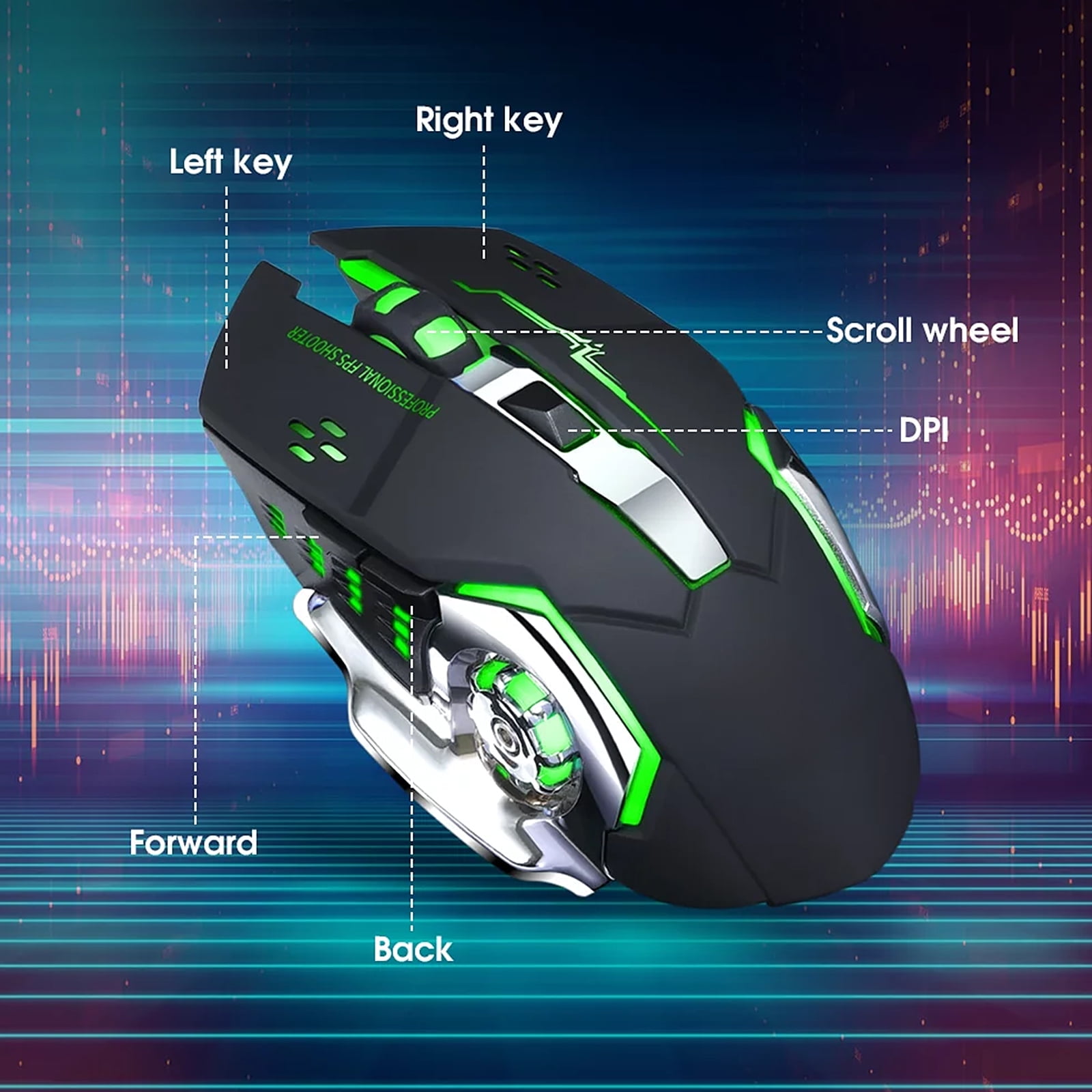 Wireless Gaming Mouse with Buttons on the Side Rechargeable Computer ...