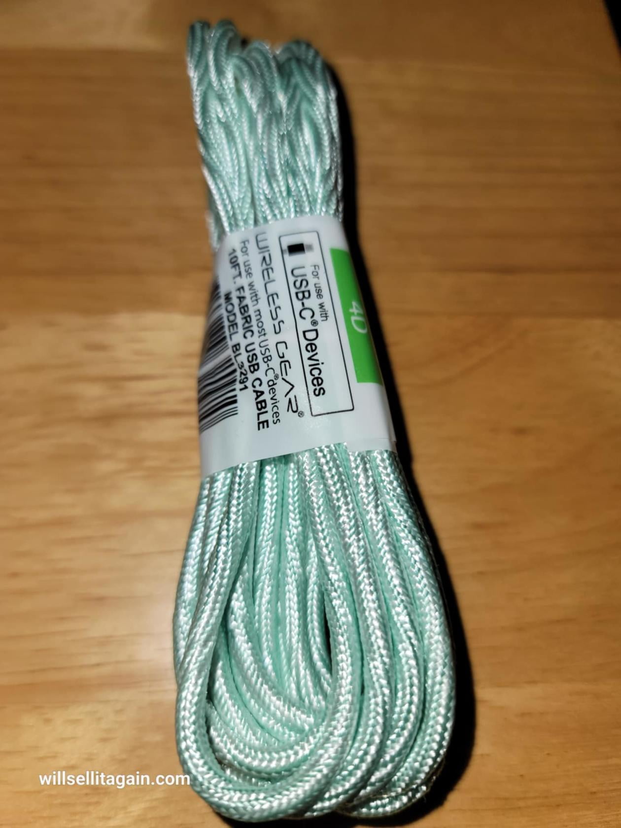 Wireless Gear 10 Ft USB to USB-C Braided Fabric Charging Cable (Green ...