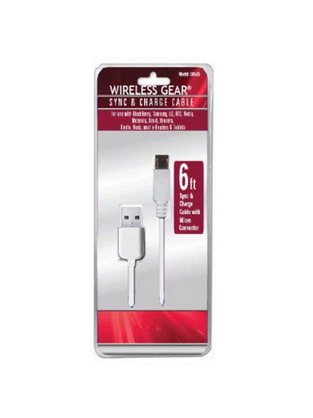 Wireless Gear 6 Ft Sync & Charger White Micro USB Cable (Available in a ...