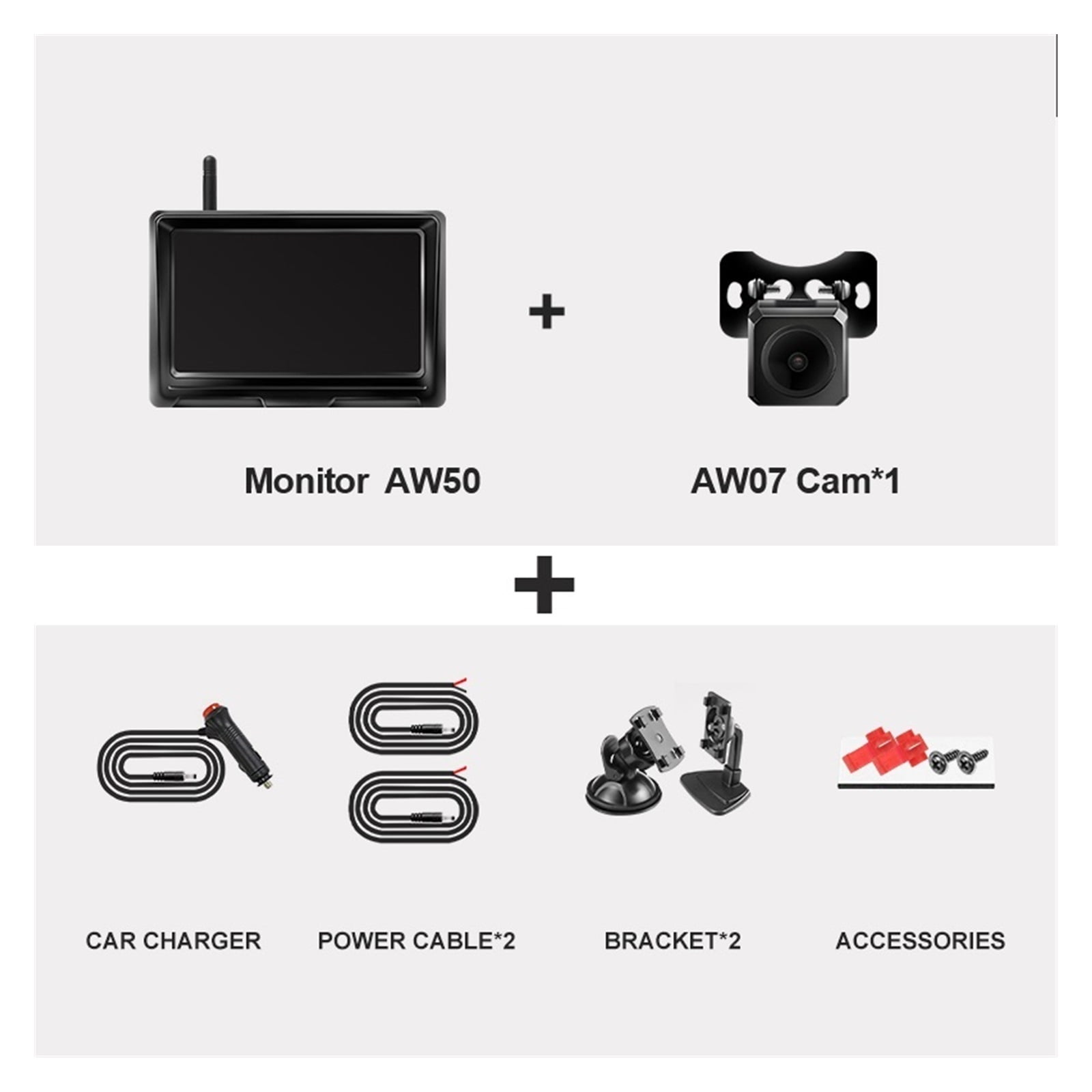 Wireless HD AHD 1920x1080P 5 Inch 2 Channels Car Video Parking Monitor ...