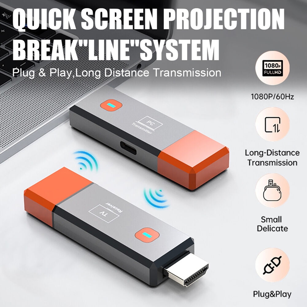 Wireless HDMI Extender Video Transmitter Receiver Screen Mirroring PC ...