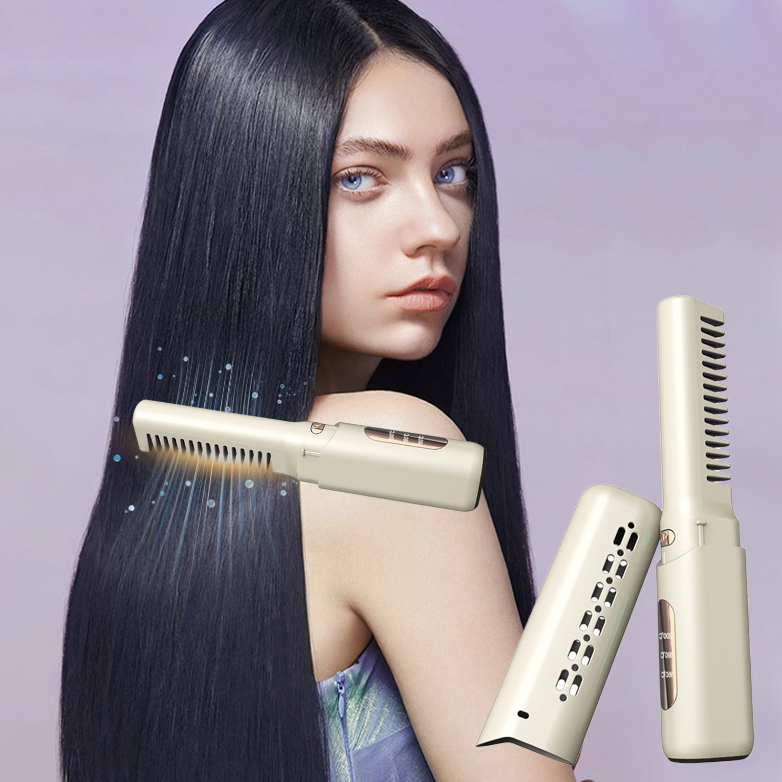 Wireless Hair Straightener Brush | Cordless USB Rechargeable Portable Straightening Comb | 3 ...