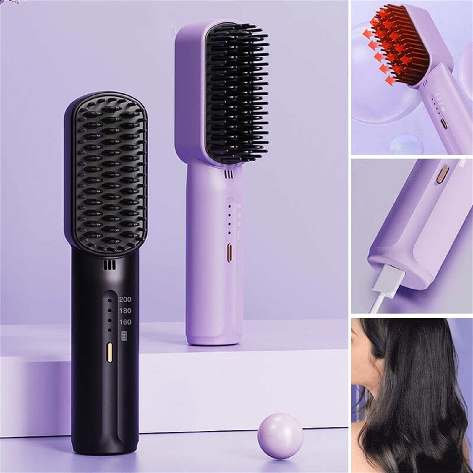 Wireless Hair Straightening Comb | Negative Ion Ceramic Coated Brush ...