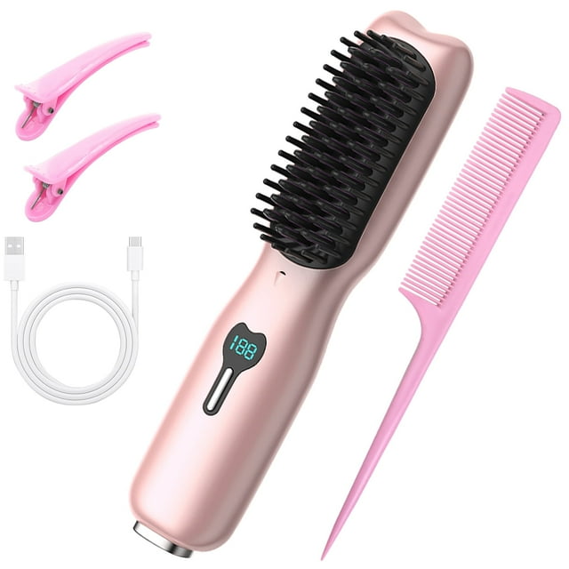 Wetene Wireless Hair Straightening Comb, Portable USB Charging Curling ...