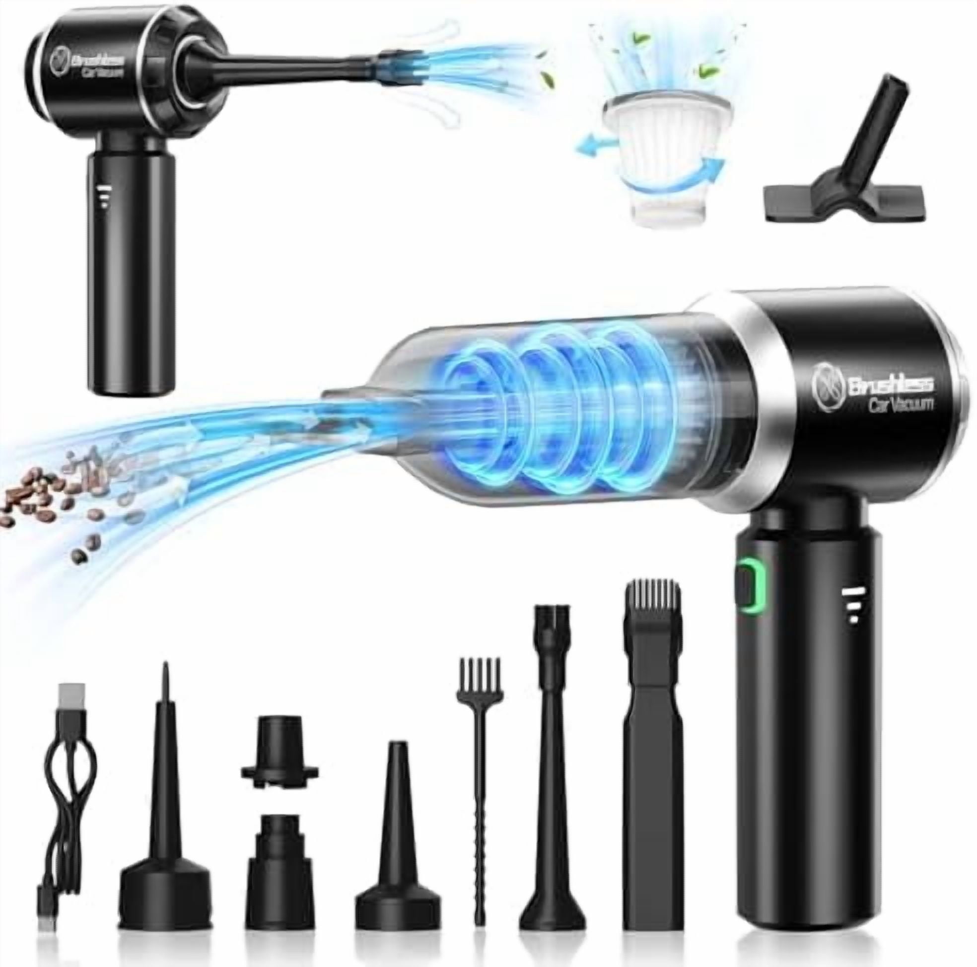 Wireless Hand-Held Car Vacuum Cleaner, Mini High-Power Brushless Motor ...