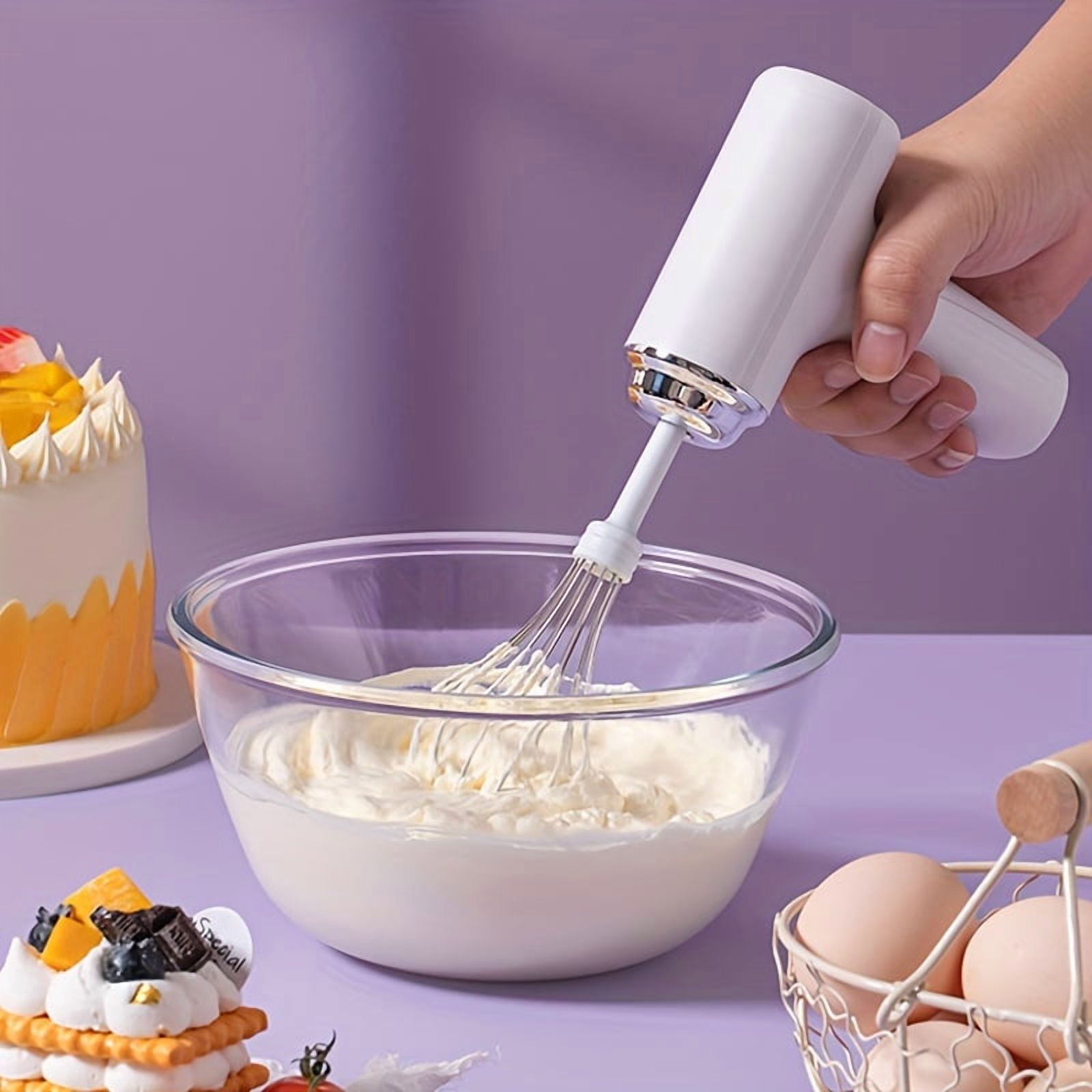 Wireless Hand Mixer, 3-Speed Electric Handheld Mixer with Stainless ...