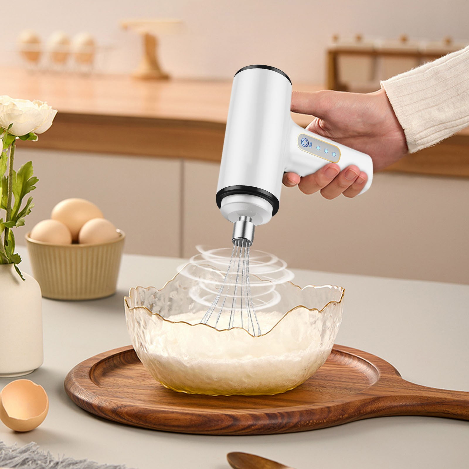 Wireless Handheld Egg Beater 3-Speed Mini with 800mAh Battery 20W Power ...