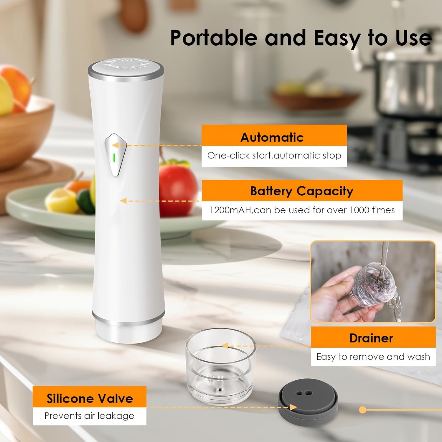 Wireless Handheld Food Vacuum Sealer with Automatic Sealing Stop and ...