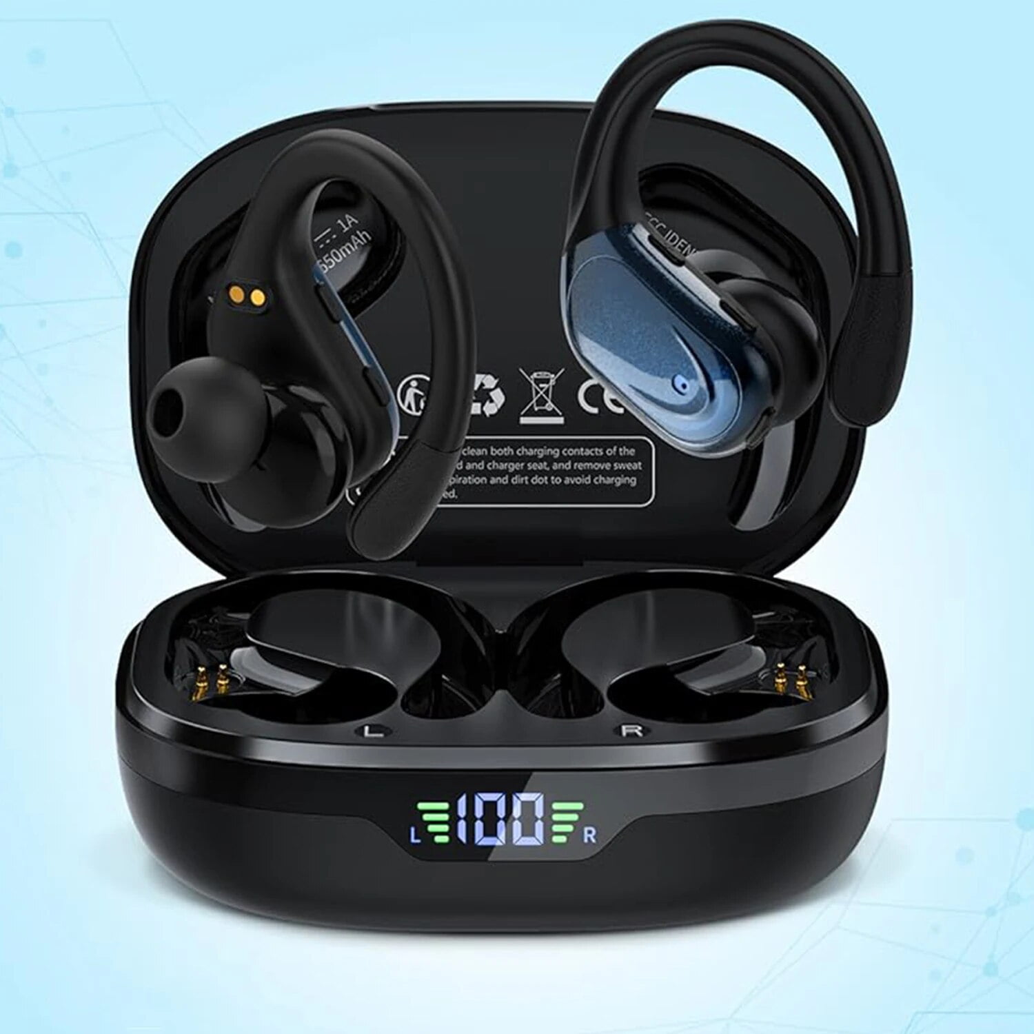 Wireless Headphones Bluetooth 5.3 Earphones 75Hrs Playtime with Mic LED ...