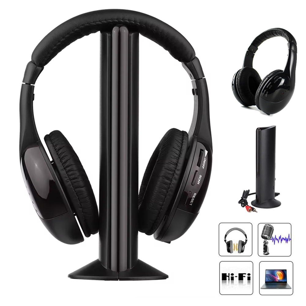 Wireless TV Headphones with 2.4G Digital RF Transmitter, Hi-Fi Over-Ear ...