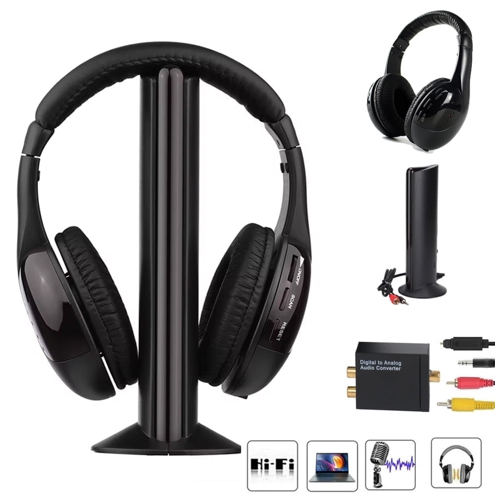 5-in-1 Hi-Fi Over-Ear Wireless Headphones with Bluetooth, Noise ...