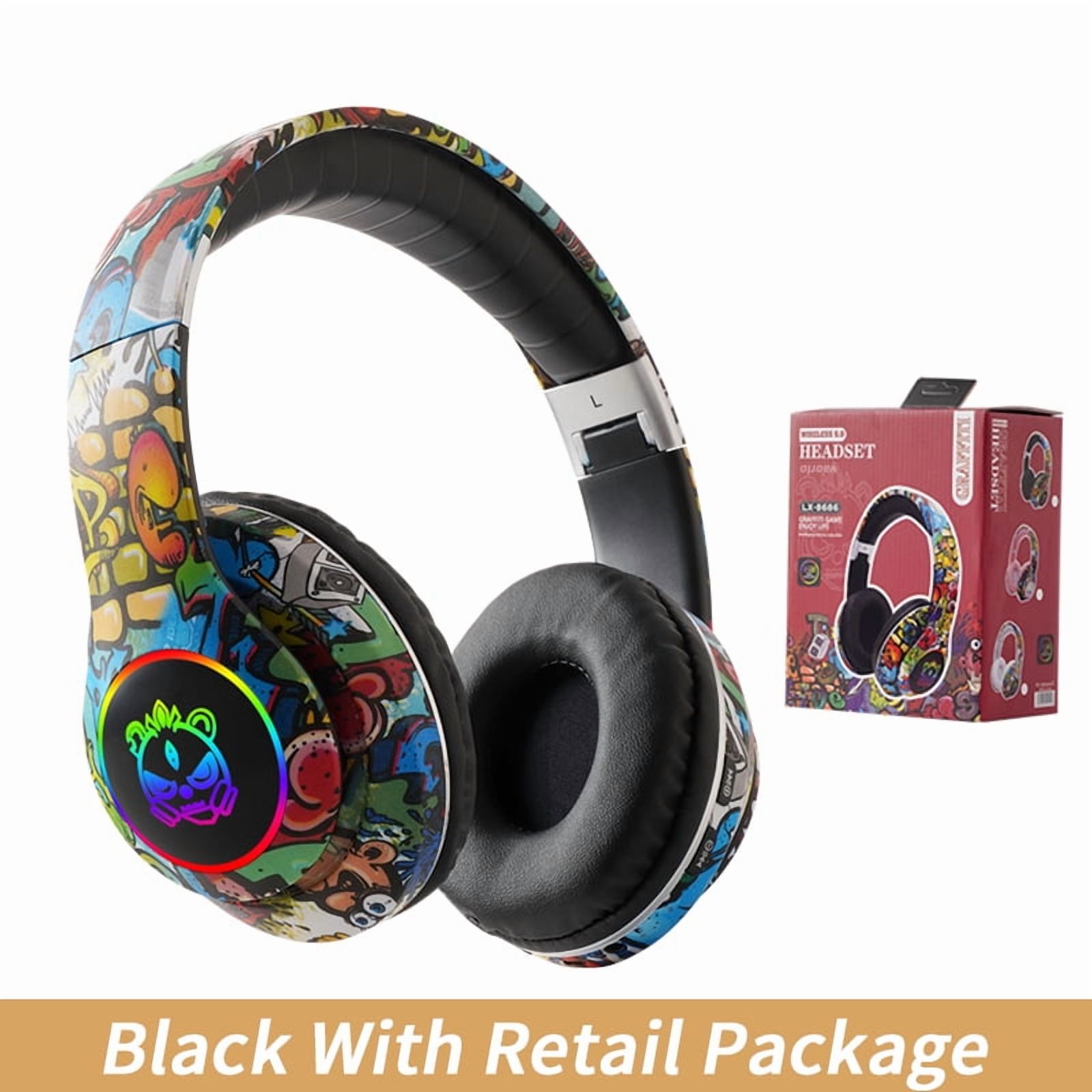 Wireless Headset Flash Light Kids Ear Headphones with Mic Bluetooth ...