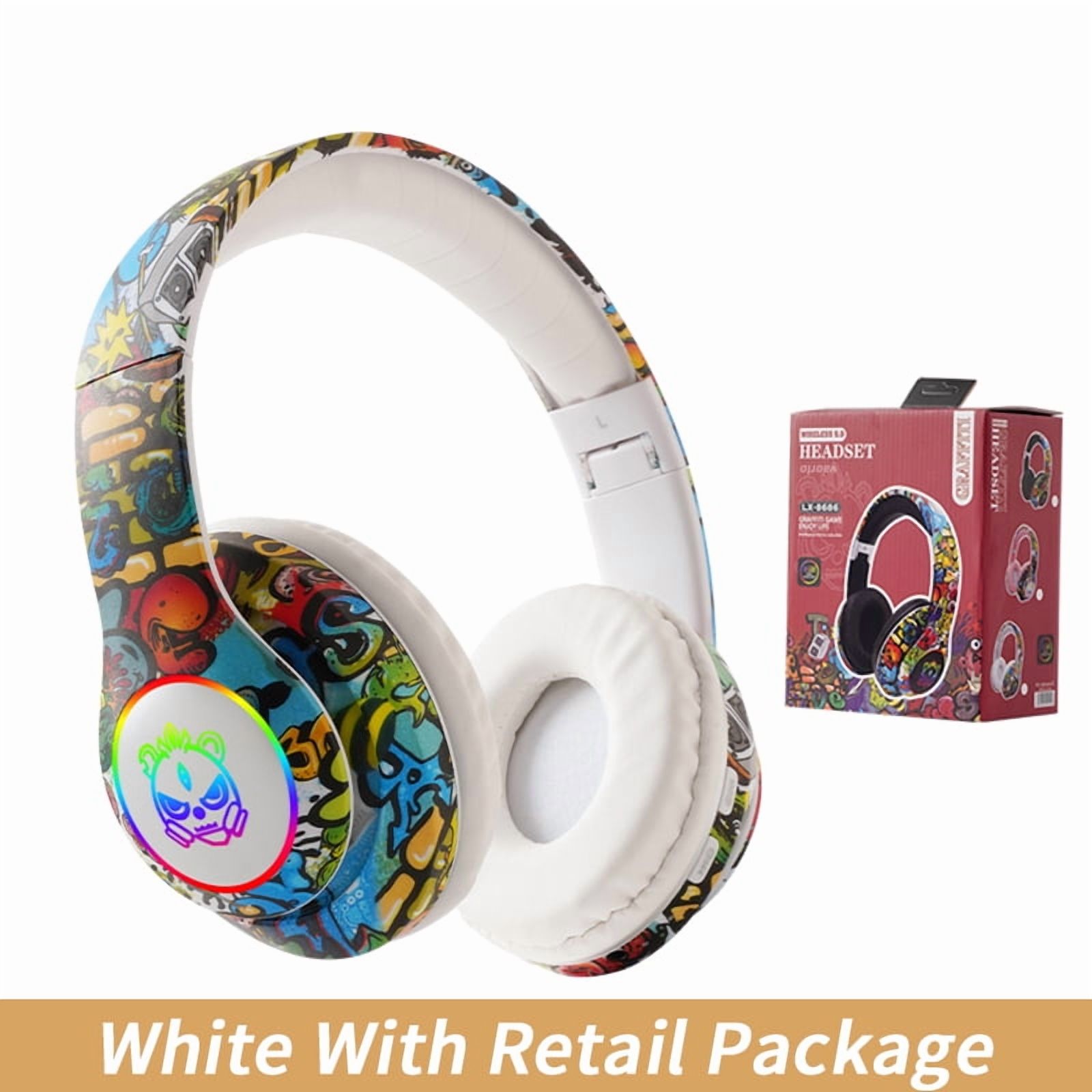 Wireless Headset Flash Light Kids Ear Headphones with Mic Bluetooth ...