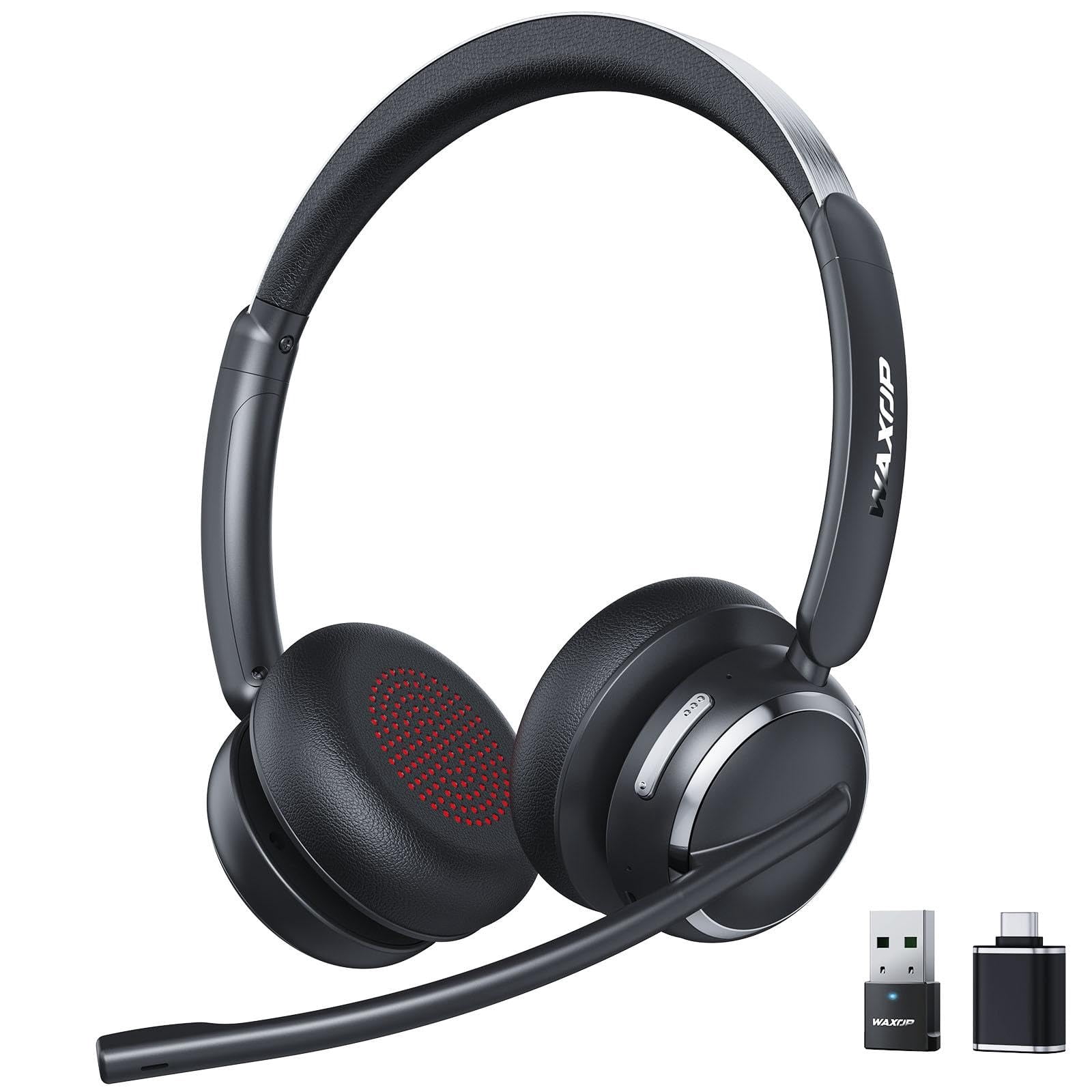 Wireless Headset with Mic for Work, USB A/C Dongle, Bluetooth 6.0 ...