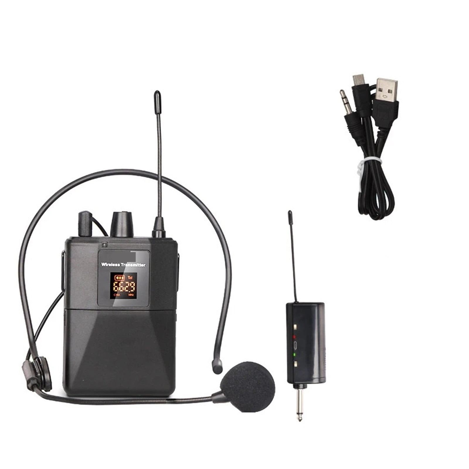 Wireless Headset Microphone With Transmitter Receiver LED Digital ...