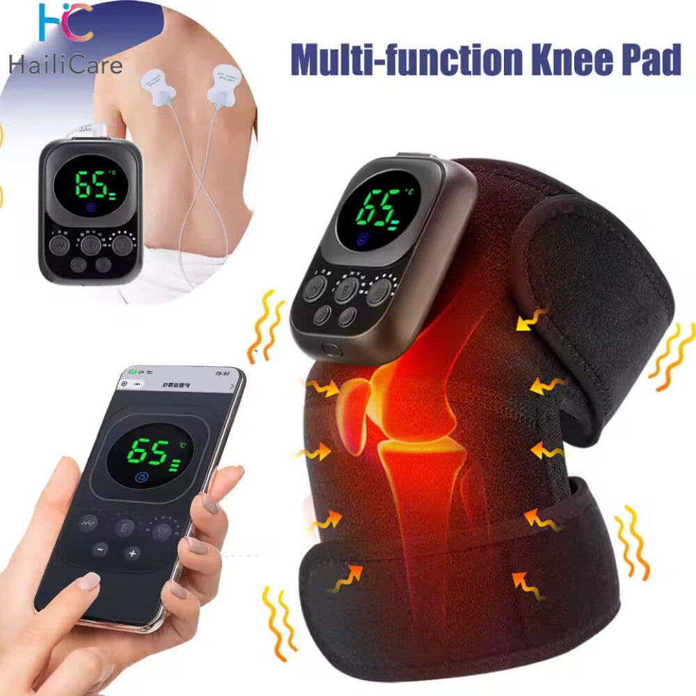 Wireless Heated Knee Massager Brace Electric Vibration Therapy Joint ...