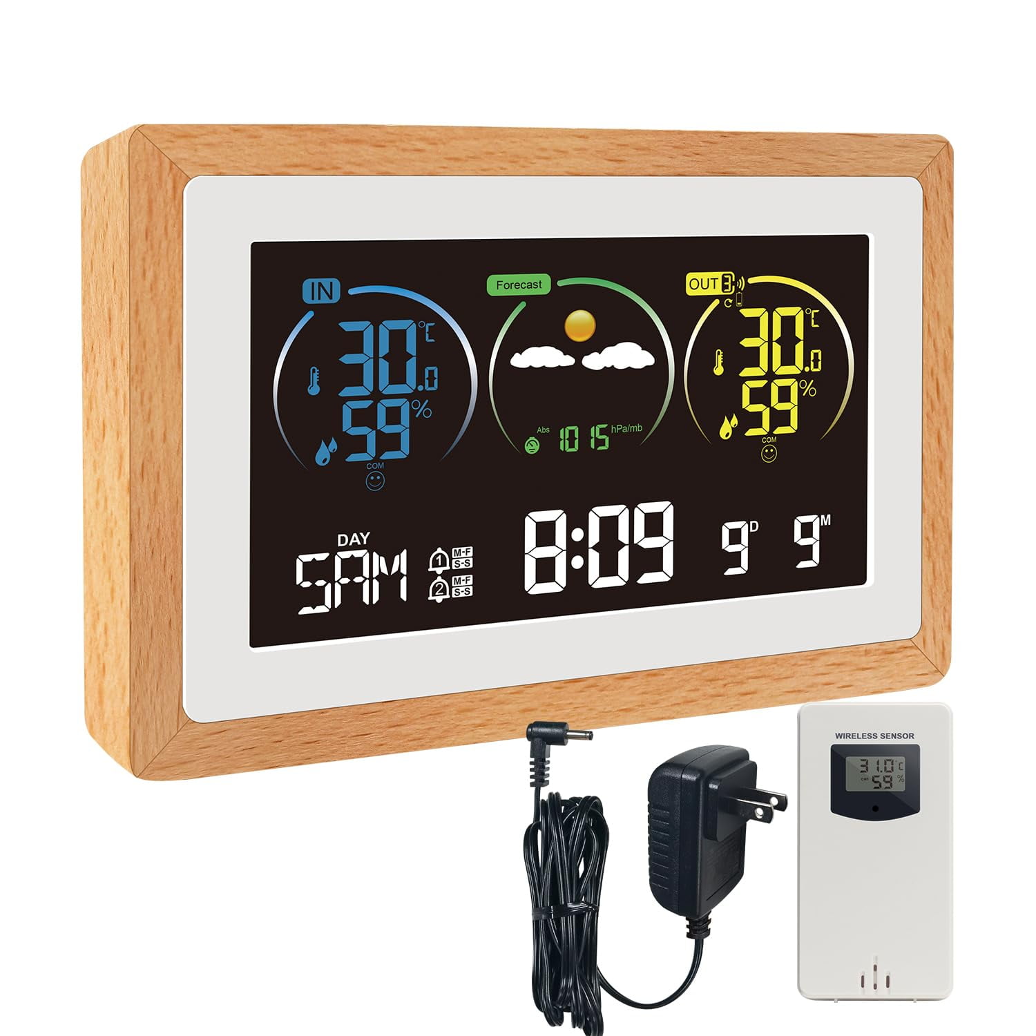 Wireless Home Weather Station with Indoor Outdoor Thermometer, Color ...