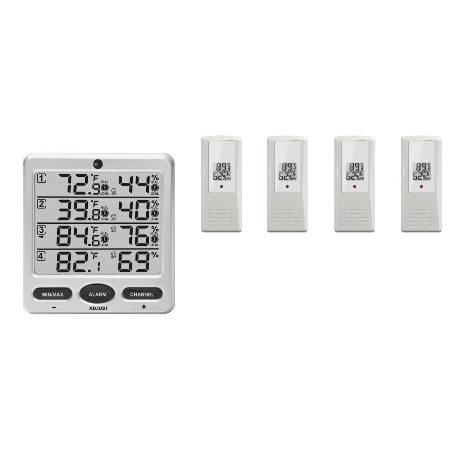 Wireless Indoor/Outdoor 8-Channel Thermo-Hygrometer with Four Sensors ...