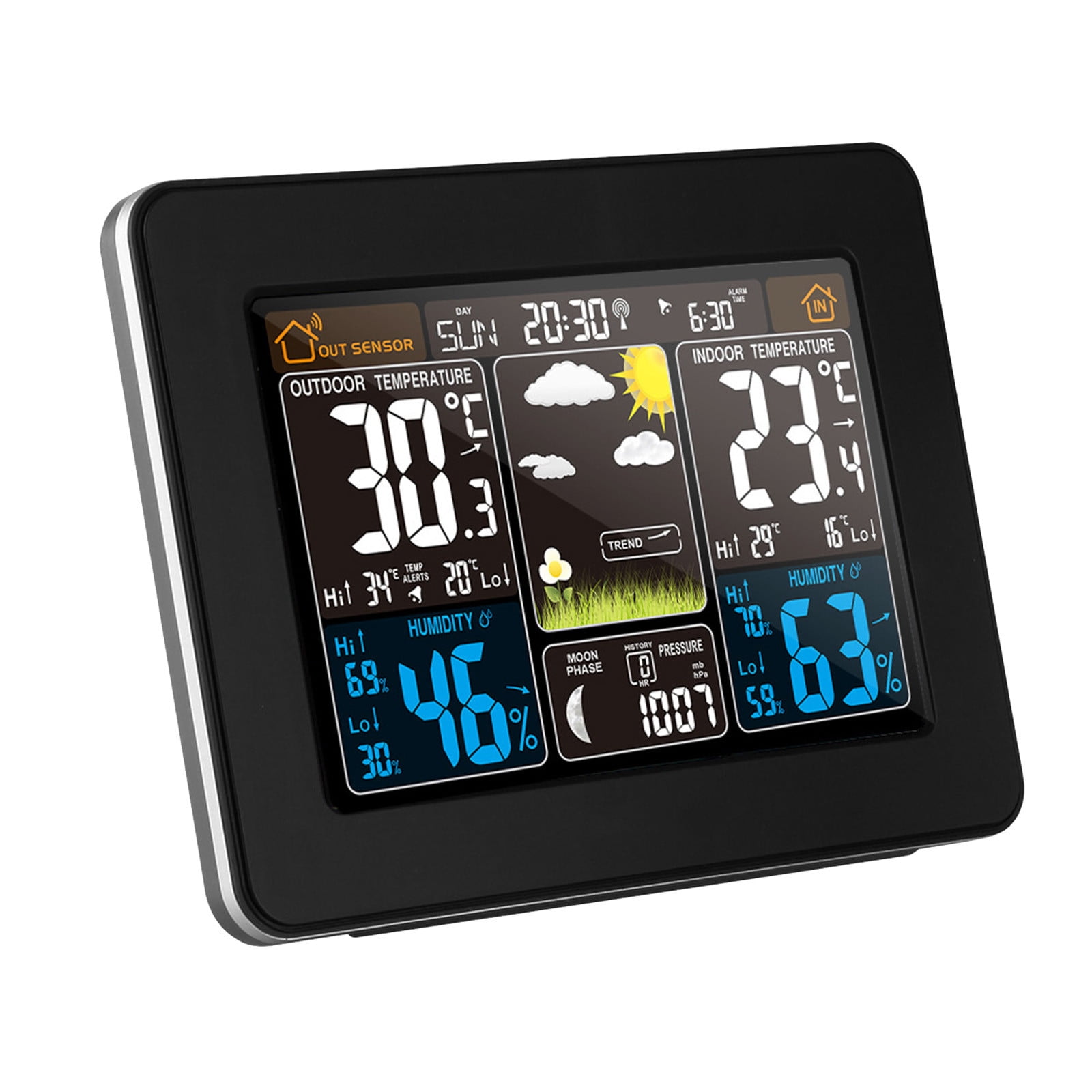 Wireless Indoor Outdoor With One Remote Sensors Color Digital Weather With Temperature/Humidity ...
