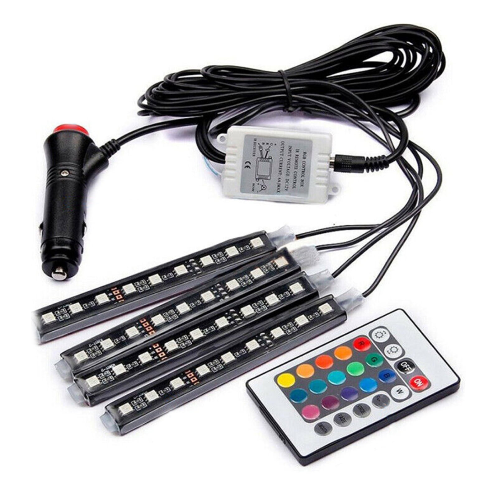 Wireless Infrared Control RGB LED Car Interior Accessories Floor ...