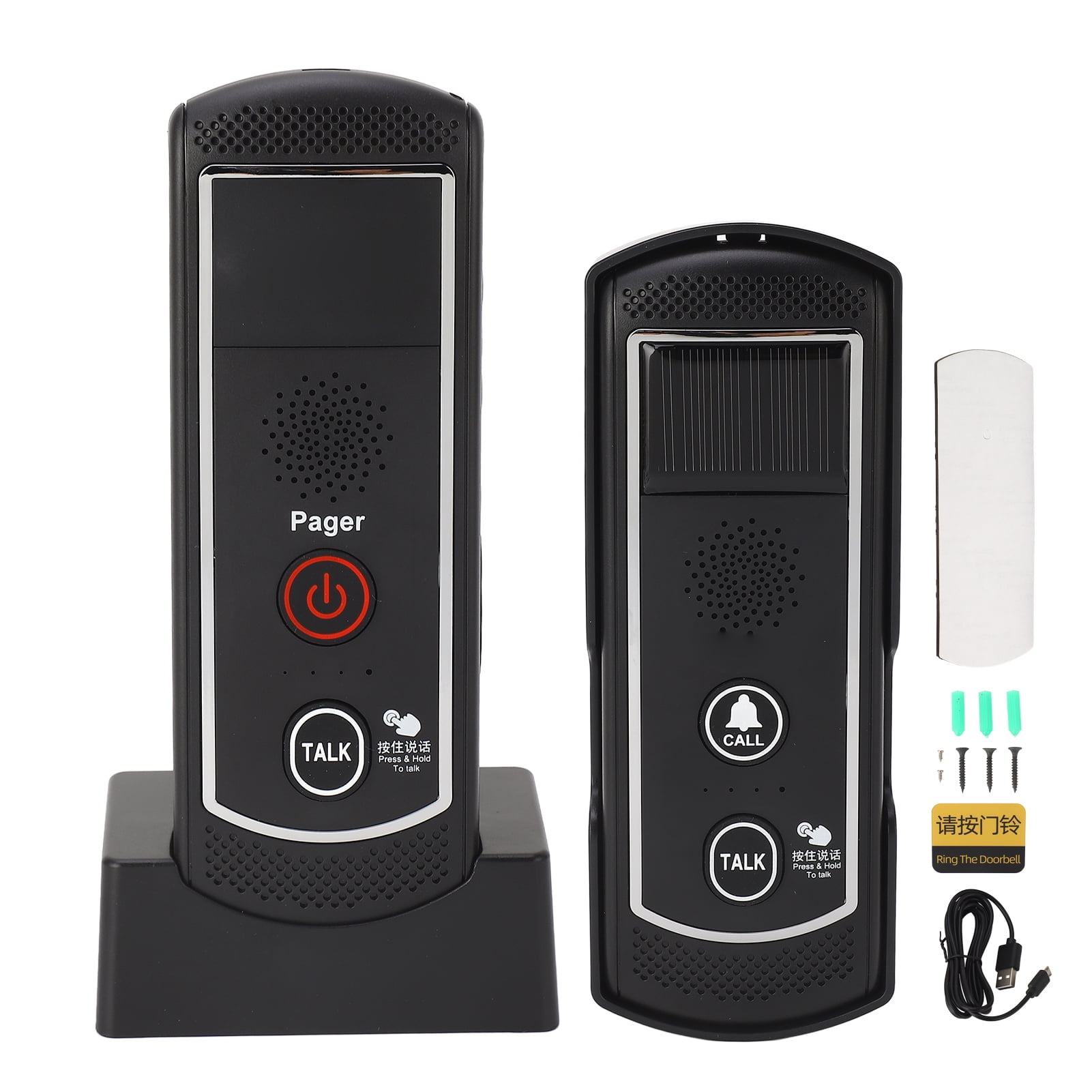 Wireless Intercom Door Bell Solar Charging 16 Channel Home Security ...