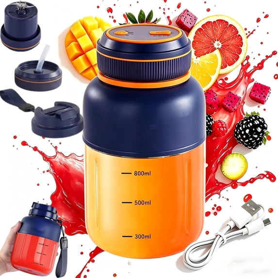 Wireless Juicer Cup – 1300ml Portable Electric Juicer, USB Rechargeable ...