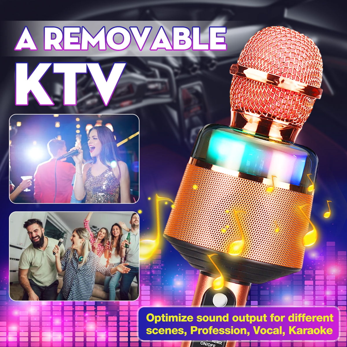 Wireless LED Karaoke Microphone for Home KTV-Compatible with PC ...