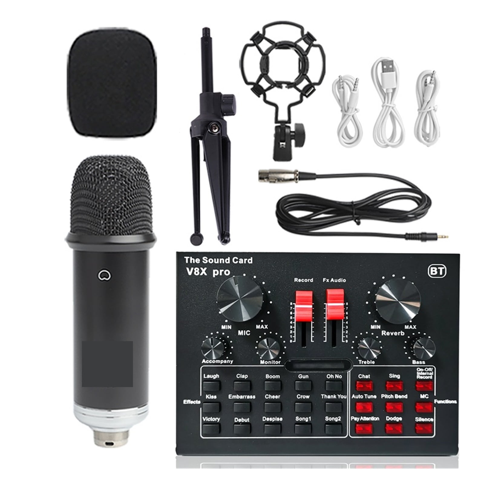 Wireless Karaoke Microphone Tripod WXH1000&BM900 USB Sound Card V8XPRO ...