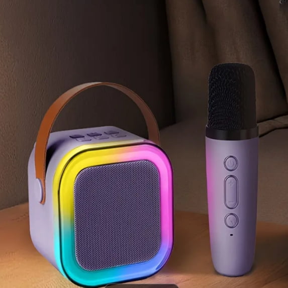 Wireless Karaoke Speaker with LED Lights Dual Mics Portable Singing ...