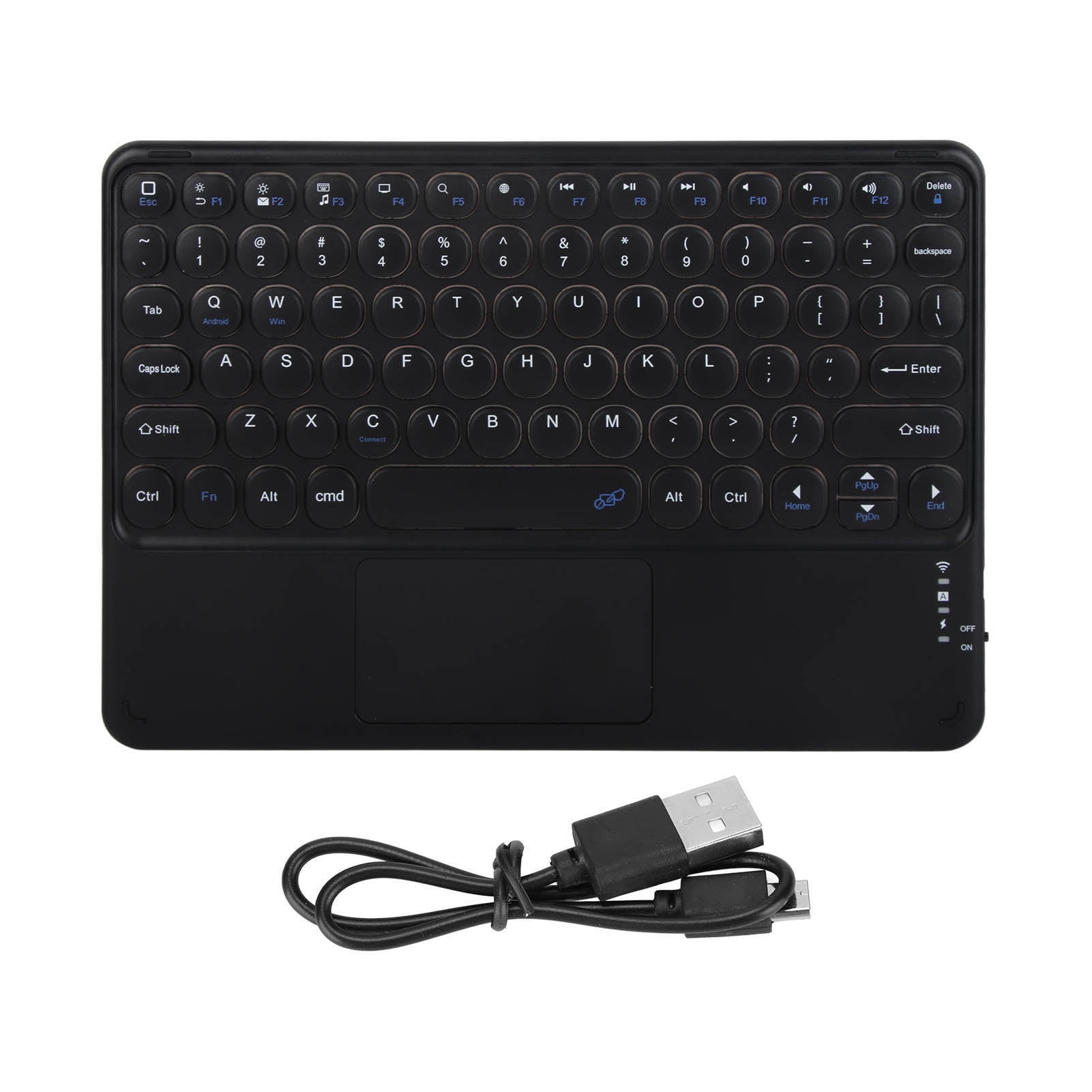 Wireless Keyboard 10in Round Keycap Touchpad Function Portable Widening ...