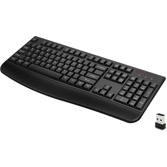 Wireless Keyboard, 2.4G Full-Sized Ergonomic Wireless Computer Keyboard ...