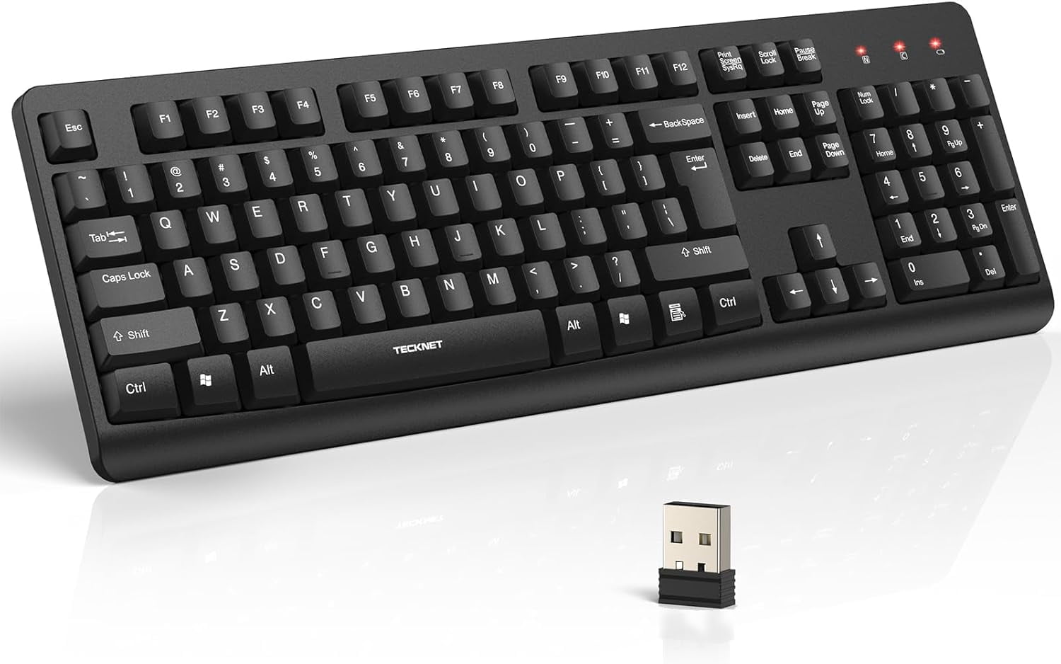 Wireless Keyboard, 2.4G Silent Full-Size USB Keyboard with Number Pad ...