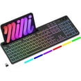 Wireless Keyboard with 7-Color RGB Backlit, Full-Size Computer Keyboard ...