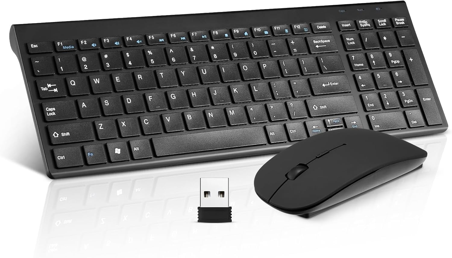 Wireless Keyboard And Mouse Combo, Compact Quiet Wireless Keyboard And ...