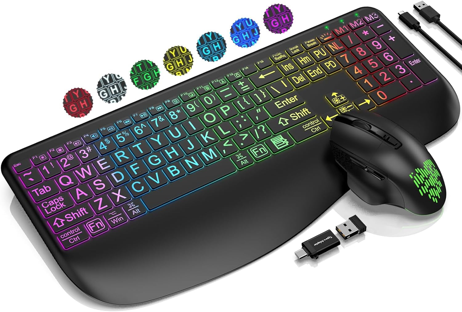 Wireless Keyboard And Mouse Combo, Large Print Backlit Keyboard With ...