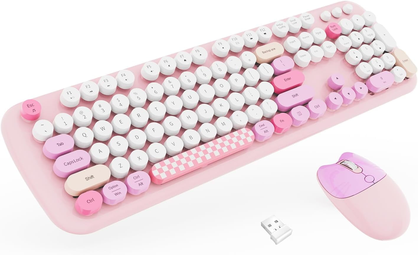 Wireless Keyboard, Cute Colorful 104 Keys Typewriter Retro Round ...