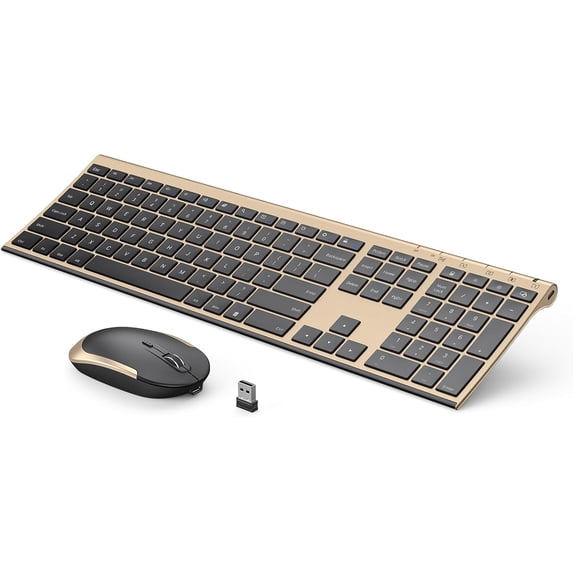 Wireless Keyboard and Mouse, 2.4GHz Rechargeable Compact Quiet Full ...