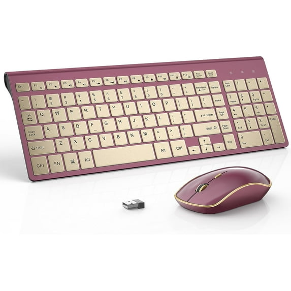 Wireless Keyboard and Mouse, 2.4g Slim and Ergonomic Wireless Keyboard ...