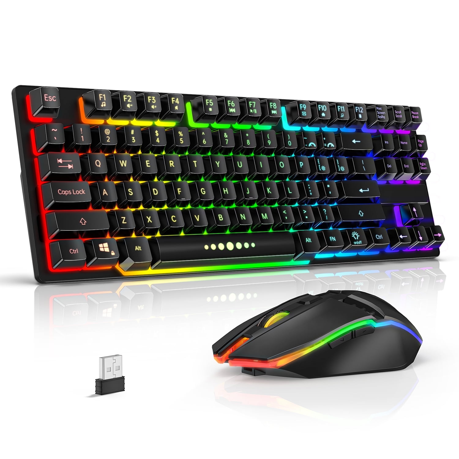 Wireless Keyboard and Mouse, 87 Keys Mechanical Feel Keyboard Mice ...